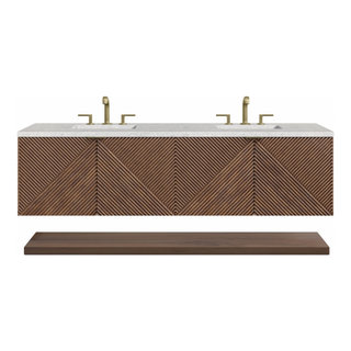 72" Chestnut Floating Double Bathroom Vanity Silestone Quartz, James ...