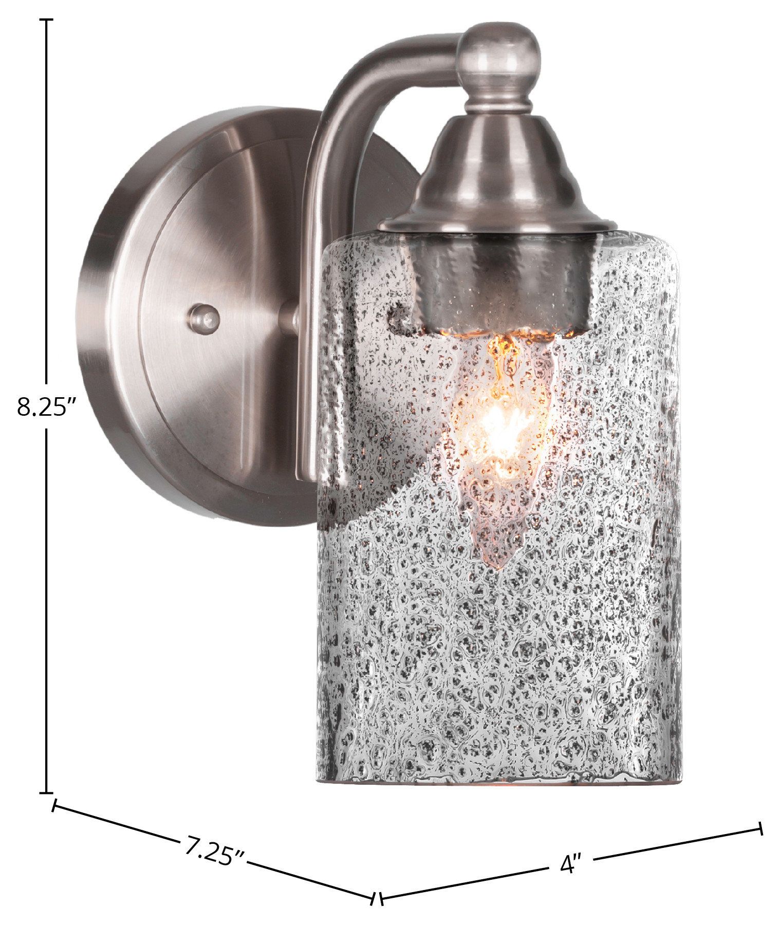 Paramount Wall Sconce, Brushed Nickel, 4" Smoke Bubble Glass ...