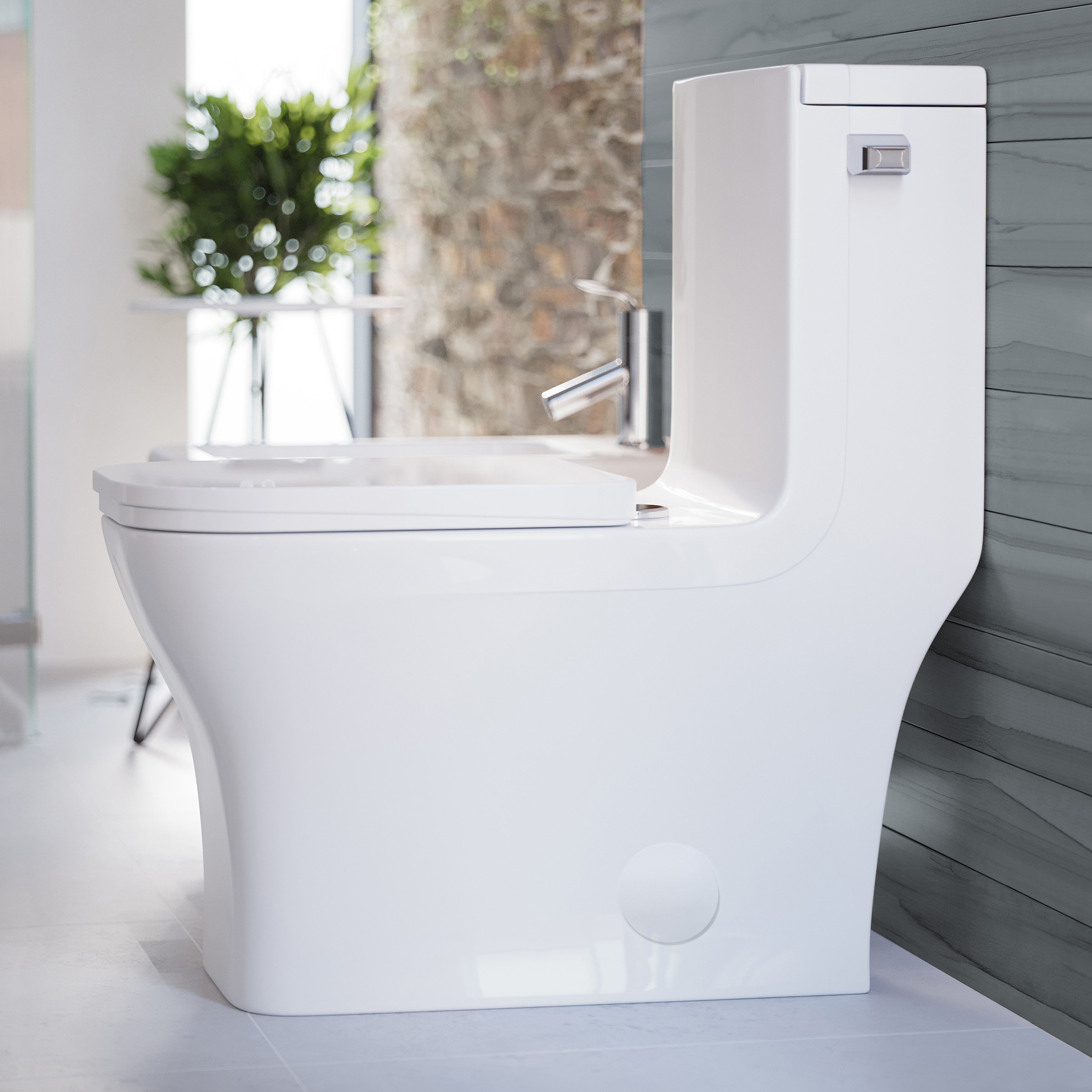 Concorde One Piece Square Right Side Flush Handle Toilet 1.28 gpf ...