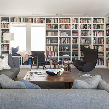 75 Living Room Library with a Wall-Mounted TV Ideas You'll Love ...