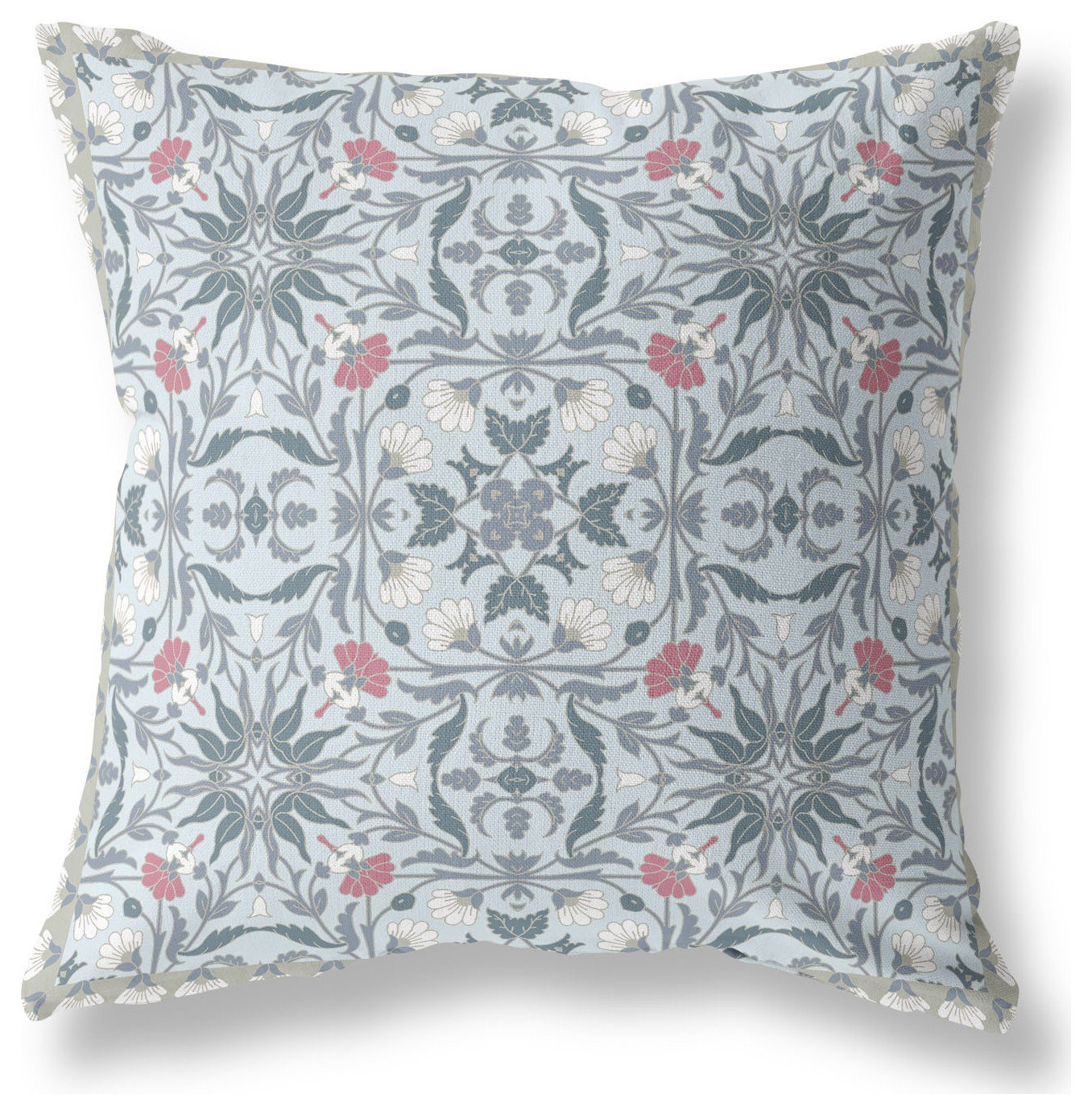 18 Powder Blue Paisley Indoor Outdoor Throw Pillow - Mediterranean ...