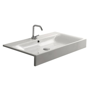 Cento Semi-recessed Bathroom Sink, 31.5" x 17.7 - Contemporary ...