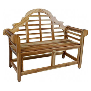 Compact Teak Outdoor Bench With Crown Design in Natural Finish ...