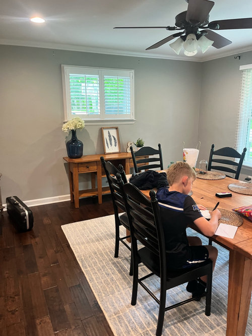 Buffet table under window