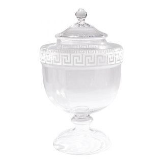Greek Key Clear Glass Urn - Traditional - Decorative Jars And Urns - by ...