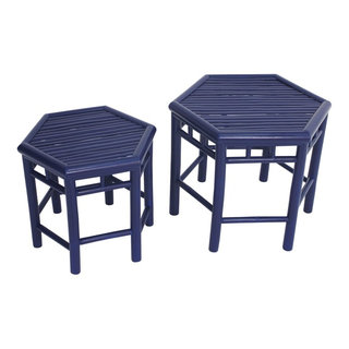 Bamboo End Table, 2-Piece Set, Royal Blue - Contemporary - Side Tables ...