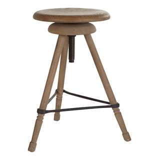 Adjustable Natural Oak Tripod Stool - Short - Industrial - Bar Stools ...
