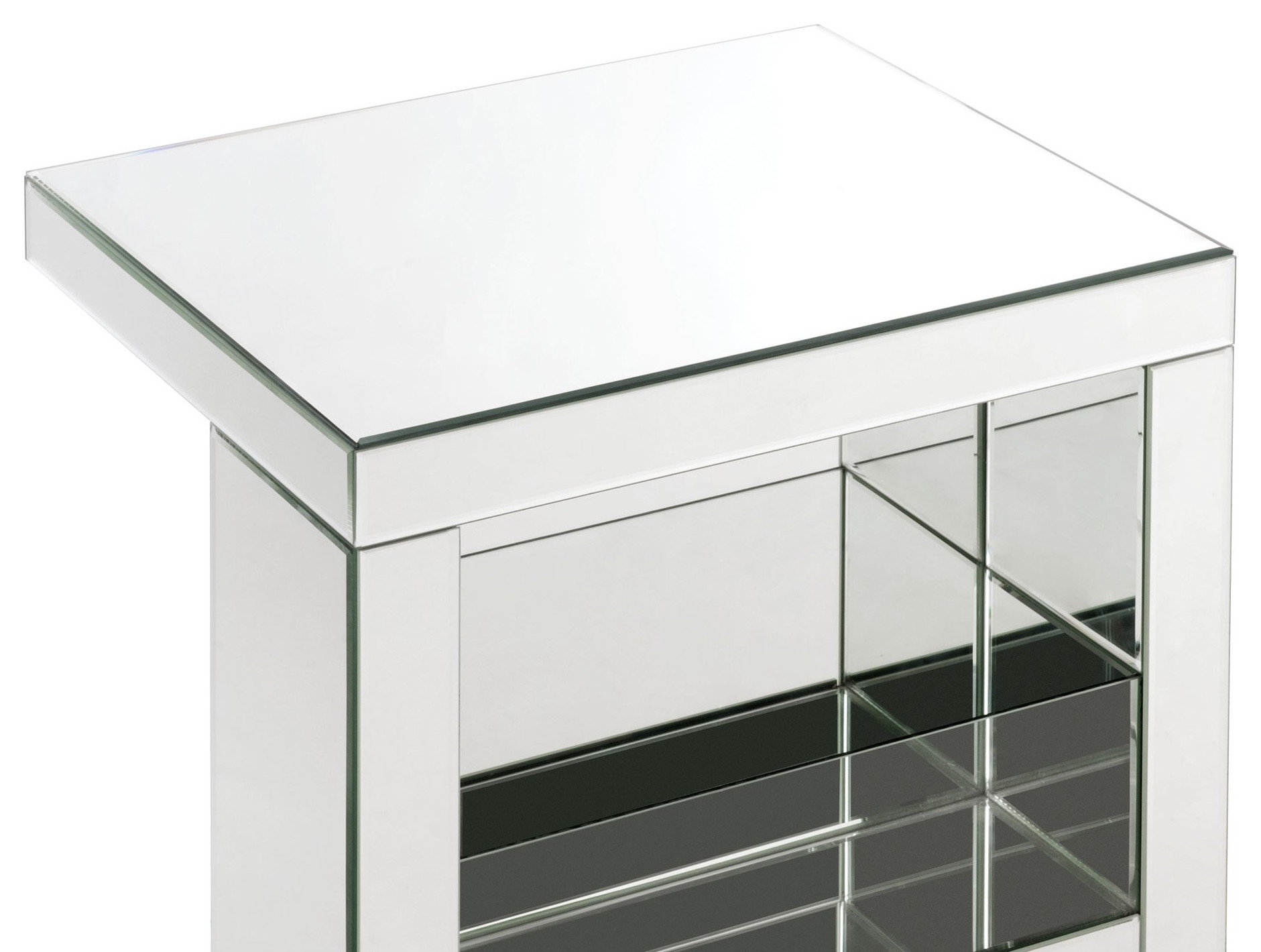 Contemporary Modern Side Table, Mirrored Design With Open Shelf ...