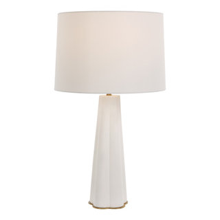 Satin white glaze the clover shape of this beautiful ceramic table lamp ...