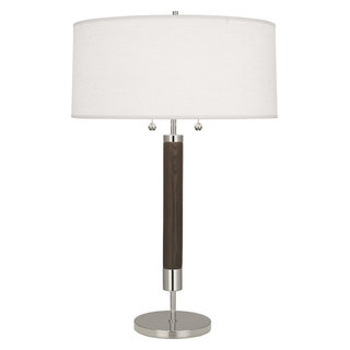 Robert Abbey Dexter 2 Light Table Lamp, Nickel/Dark Wood Column - S205 ...