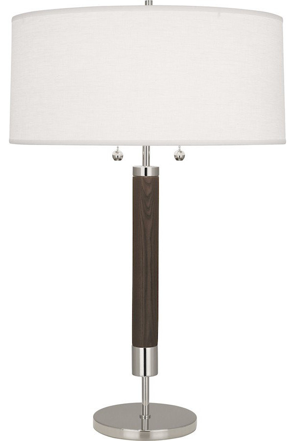 Robert Abbey Dexter 2 Light Table Lamp, Nickel/Dark Wood Column - S205 ...