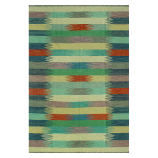 Winchester Kilim Oryngul Gray/Light Green Rug, 6'5x9'8, 6'5x9'8 ...
