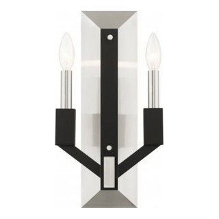 2 Light Mid-Century Modern Steel ADA Wall Sconce Contrasting Finishes ...