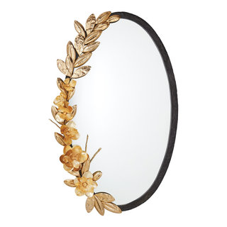 Magnolia Branch Mirror, Antique Brass/Gold, 41"W x 66"H x 7"D ...