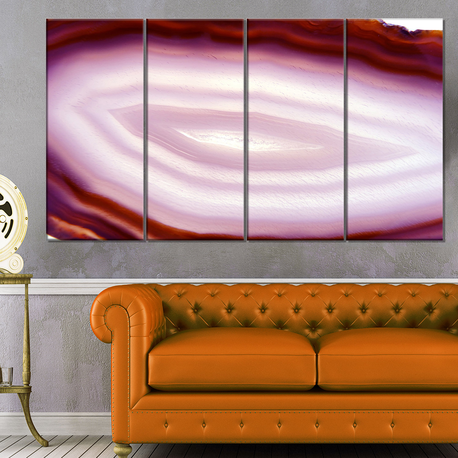 Pink Agate Geode Geological Crystals, Multipanel Abstract Canvas ...