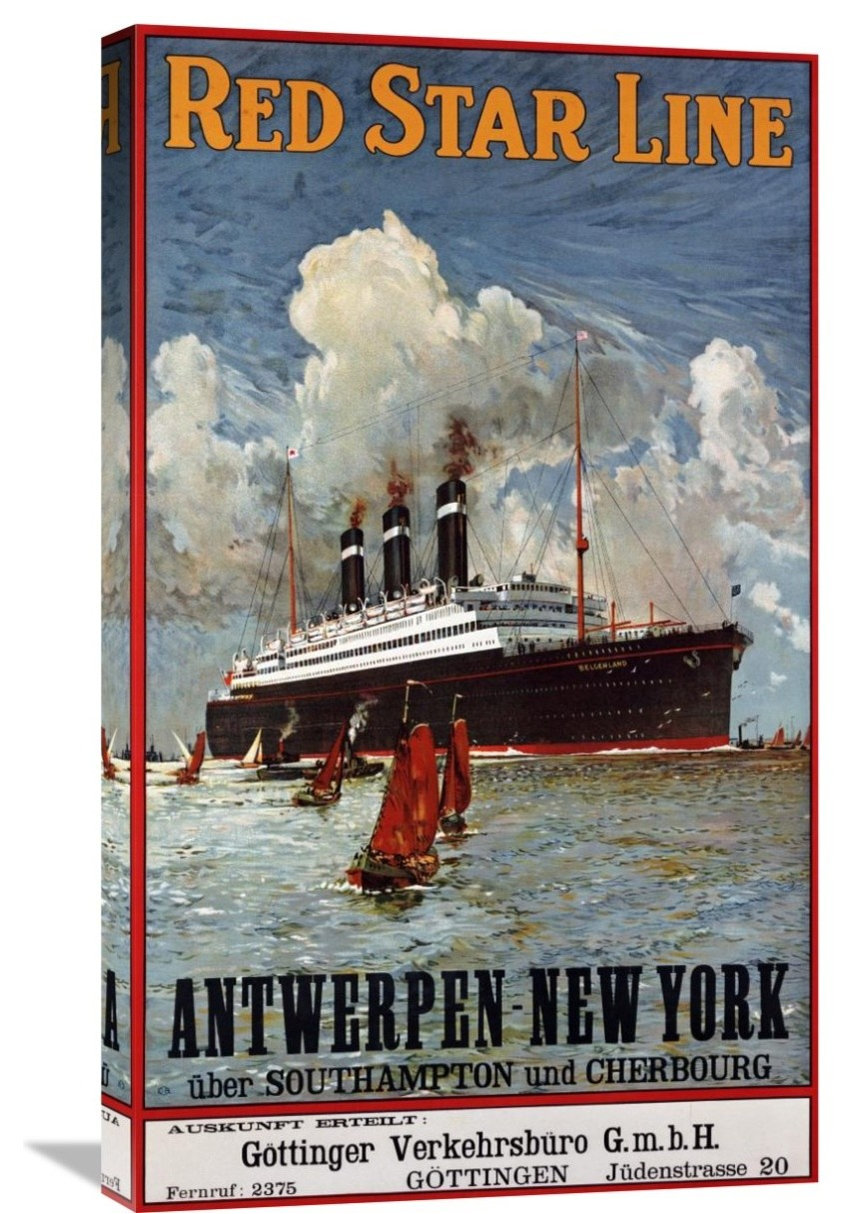 "Red Star Line" Artwork, 18.007" x 30" - Midcentury - Prints And ...
