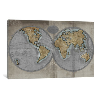 "Map Of The World" by Russell Brennan, Canvas Print, 18x12x1.5 ...