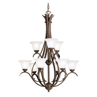 Kichler Dover Chandelier 9 Light Brushed Nickel Etched Seeded