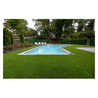 Modern Pool with Artificial Turf & Boxwood - Modern - Pool - Other - by ...