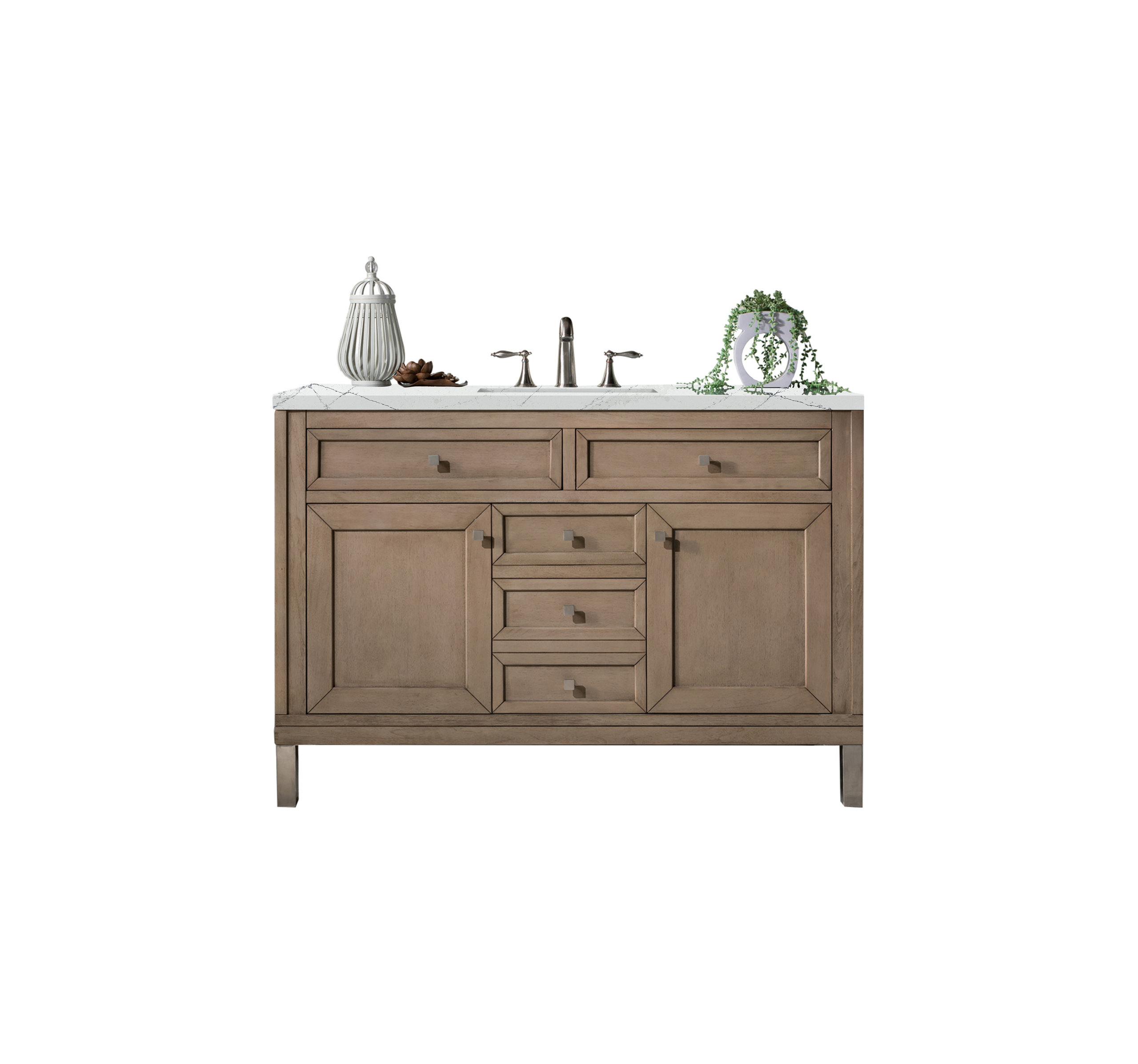 Chicago 48" Single Vanity, Whitewashed Walnut W/ 3 Cm Ethereal Noctis ...