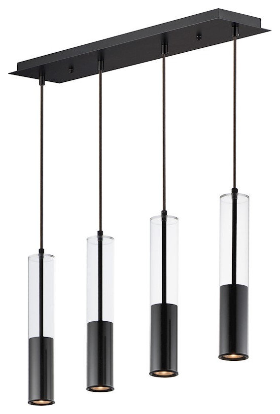 ET2 Lighting Torch LED 4-Light Linear Pendant, Black - Transitional ...
