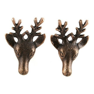 Set of Four Metal Deer Head Cabinet Knob in Antique Brass Finish ...