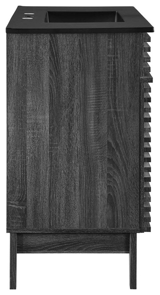 Modway Render 36" MDF and Particleboard Bathroom Vanity in Charcoal ...