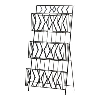 Black Finish Metal Magazine Rack Stand, 18"x16"x42" - Industrial ...
