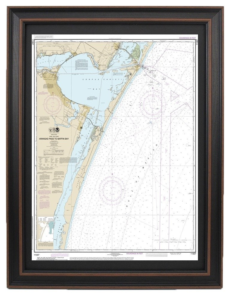 Nautical Chart, Aransas Pass to Baffin Bay - Traditional - Prints And ...