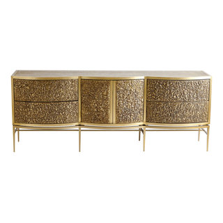 Brass Gold Bronze Console Table, Textured Metal Dining Buffet Cabinet ...