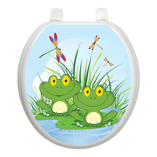 Floating Frogs Toilet Tattoos Seat Cover, Vinyl Lid Decal, Kids ...