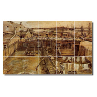 Vincent Van Gogh City Painting Ceramic Tile Mural #105, 60" Wide x 36 ...