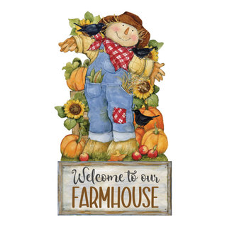 Harvest Scarecrow Welcome Sign Door Decor by Susan Winget Thanksgiving ...