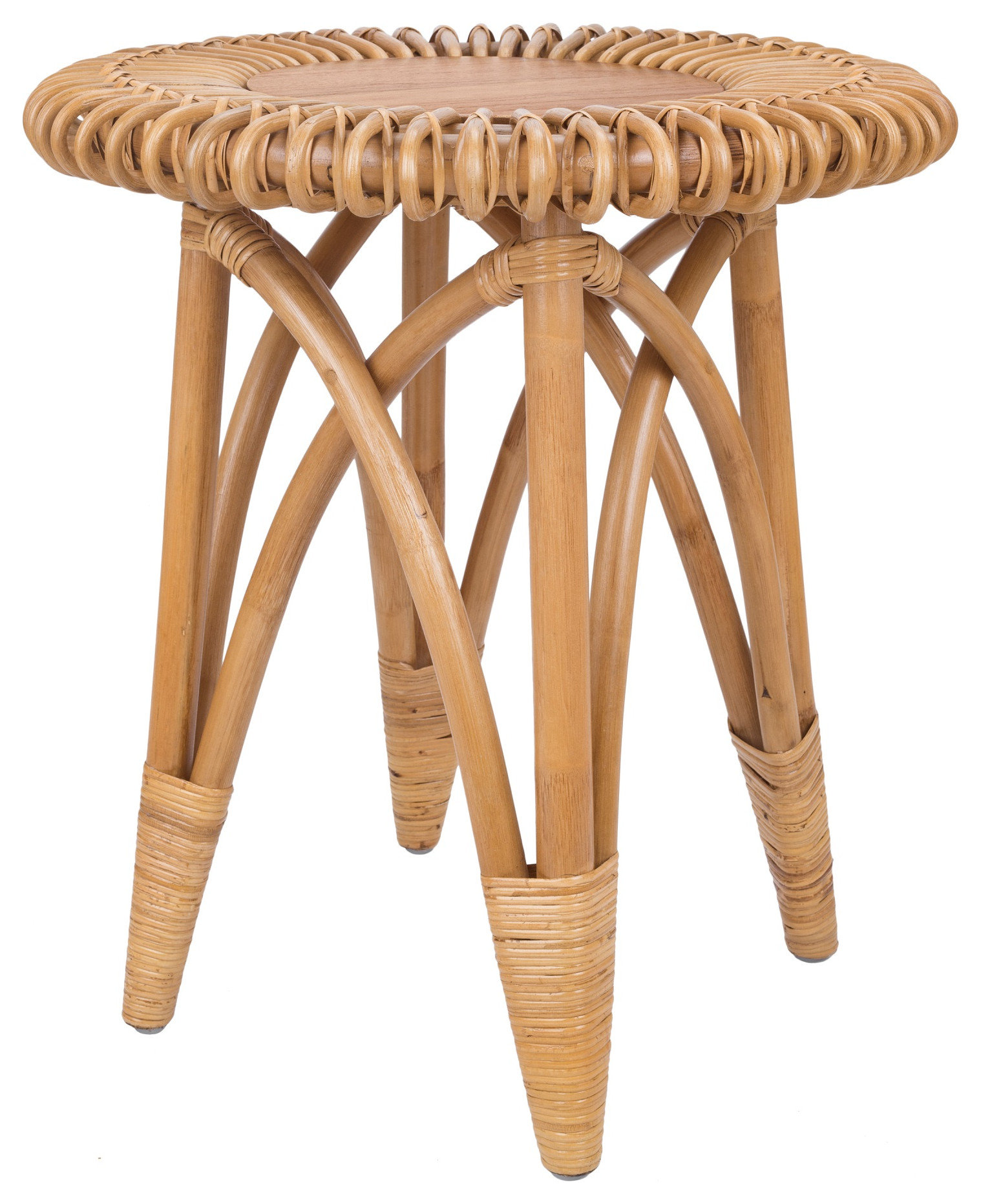 Alani Rattan Round Side/End Table With Wood Top - Tropical - Side ...