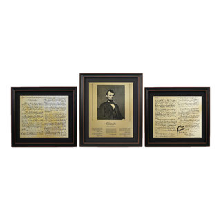 Framed Abraham Lincoln Portrait & Emancipation Proclamation Set ...