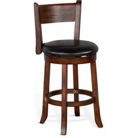 Sunny Designs Tuscany 24" Wood Swivel Barstool in Medium Brown (Set of ...