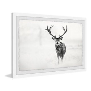 "Elk Stare" Framed Painting Print, 30"x20" - Rustic - Prints And ...