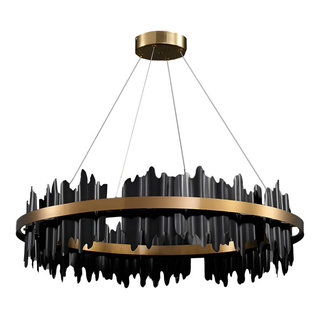 Creative Modern Black/Gold Circular Chandelier for Living Room, 1-Ring ...