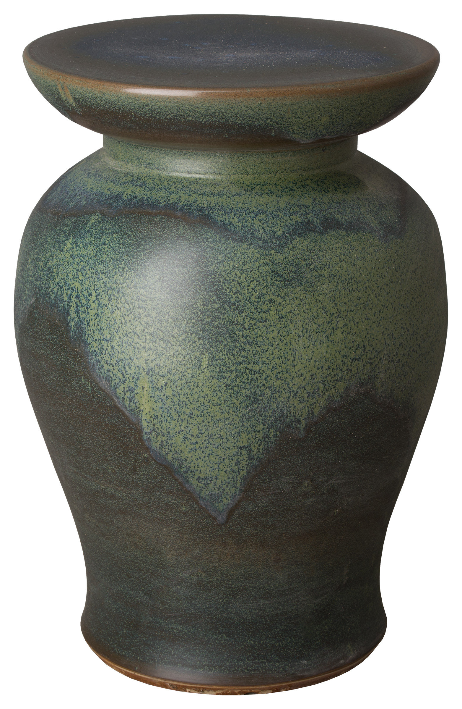 23 in. Porcelain Green Garden Stool - Contemporary - Accent And Garden ...