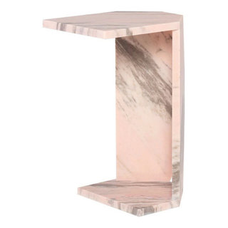 Soleil Rose Marble Side Table - Transitional - Side Tables And End ...