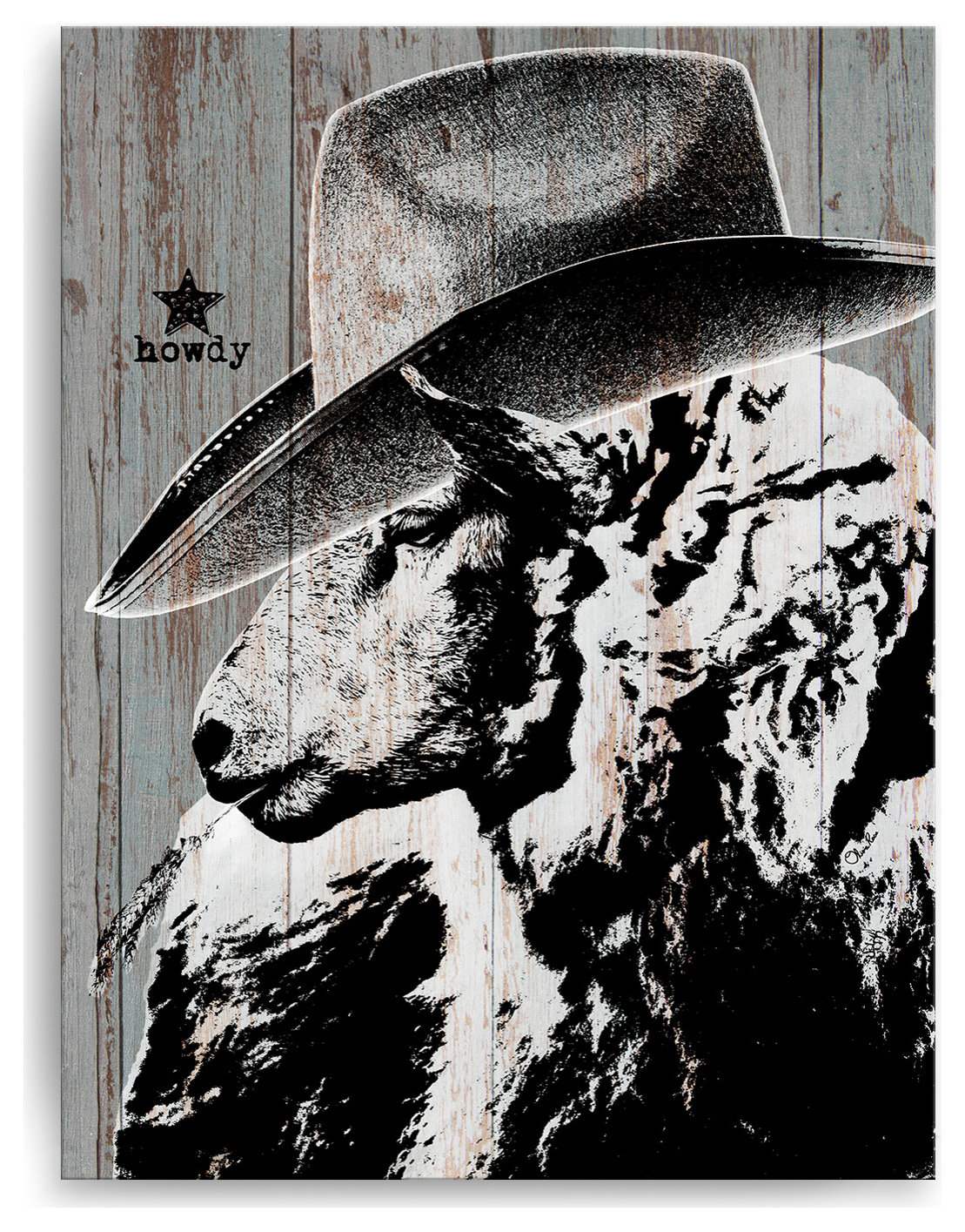Howdy Sheep' Farmhouse Wrapped Canvas Animal Wall Art, 40" H x 30" W ...