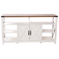 60" White/Rustic TV Stand - Farmhouse - Entertainment Centers And Tv ...