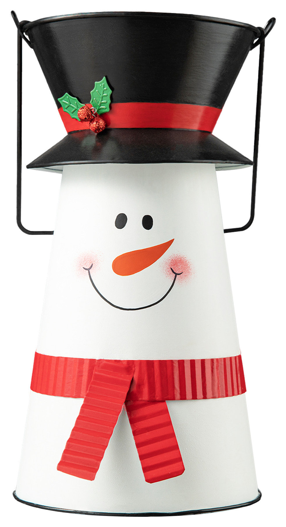 19.50"H Metal Snowman Decorative Bucket - Traditional - Holiday Accents ...