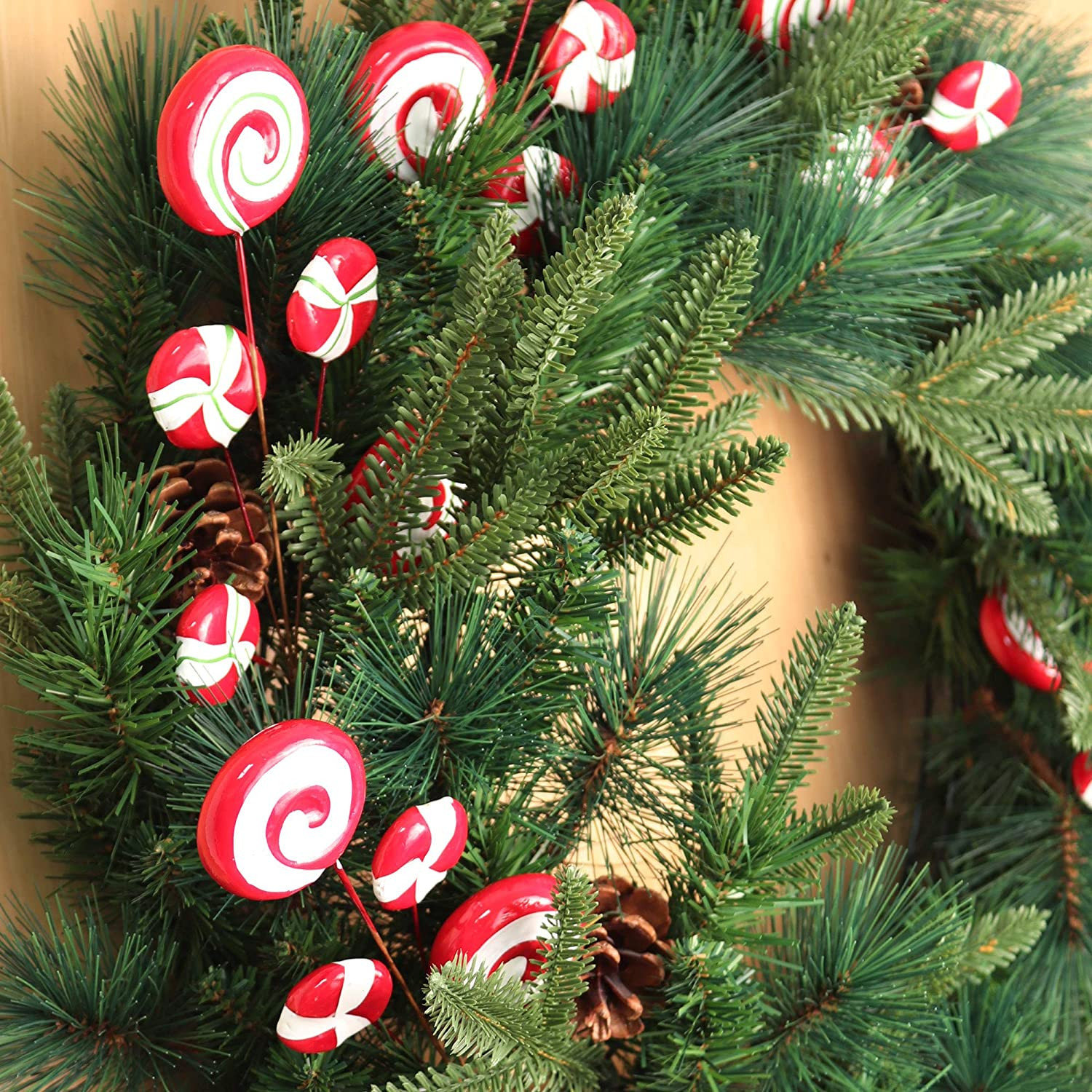 Christmas Candy Lollipop Spray 15" x 5 on Poseable Handwrapped Stem ...