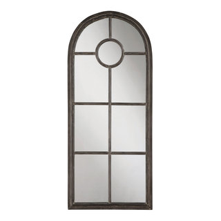 Arched Mirror With Distressed Metal Frame - Industrial - Floor Mirrors ...
