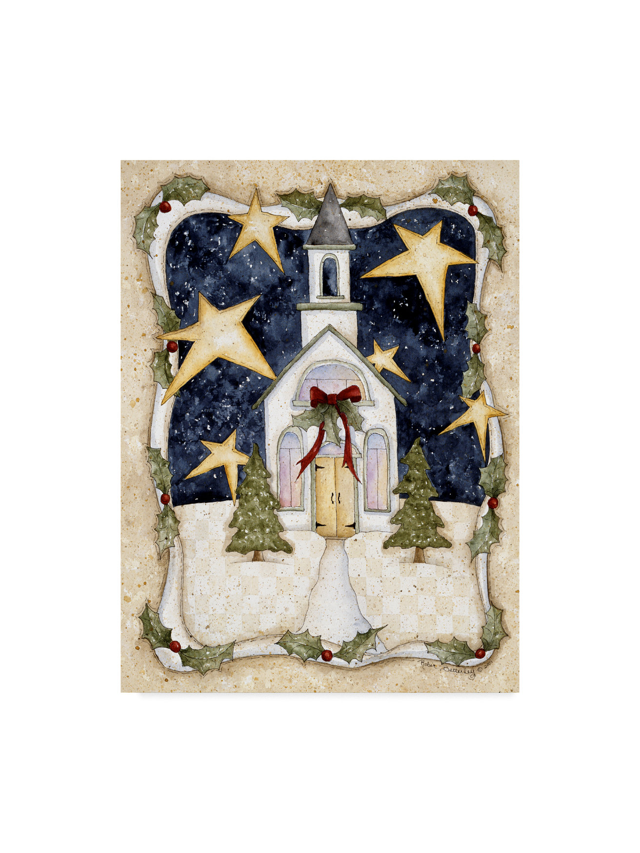 Robin Betterley 'Christmas Church' Canvas Art, 14"x19" - Contemporary ...