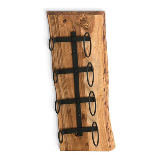 Alpine Natural Live Edge Wine Rack With Metal - Rustic - Wine Racks ...