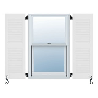 Atlantic Architectural Center Mullion, Louver Colonial Shutters, Set of ...