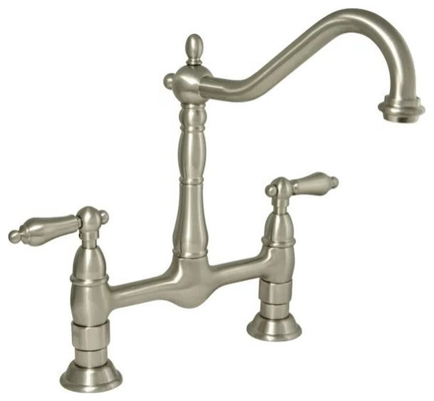 Solid Brass Victorian Kitchen Faucet with Arched Spout and Drip-Free ...