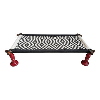 Black & White Charpai Rope Swing Bench Table - Eclectic - Accent And ...